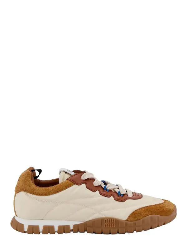 Miu Miu Technical Fabric And Suede Lace-up Sneakers - Multicolor