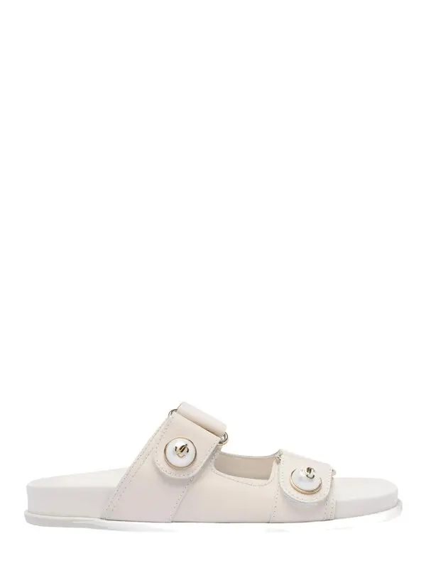 JIMMY CHOO Fayence Embellished Fabric And Calf Leather Sandals - White