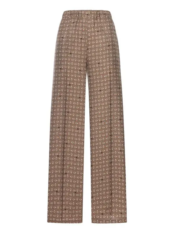 Max Mara Printed Silk Twill Wide Leg Trousers - Multicolor