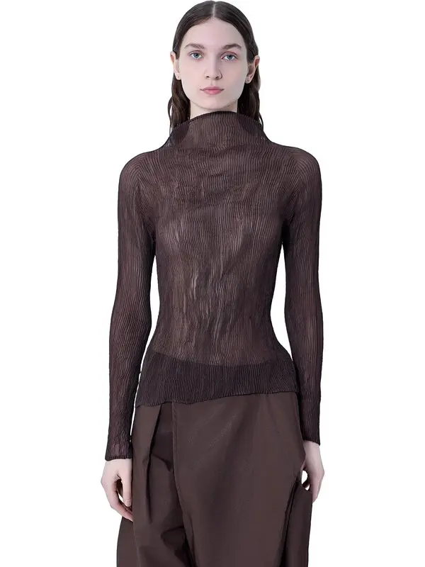 Issey Miyake Chiffon Twist Top - Brown