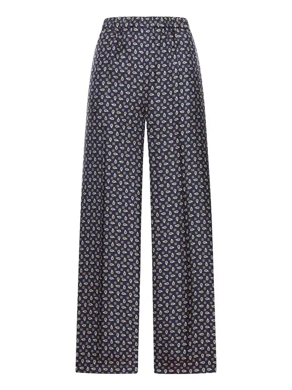 Max Mara Printed Silk Twill Wide Leg Trousers - Multicolor