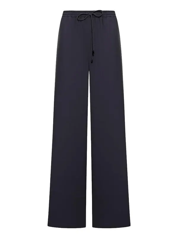 Max Mara Wide Leg Silk Trousers - Blue