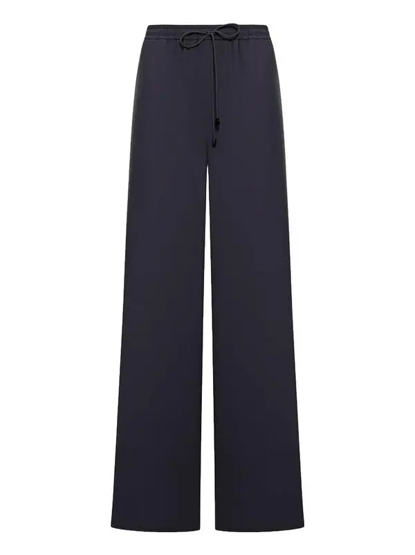 Max Mara Wide Trousers In Washed Silk - Blue