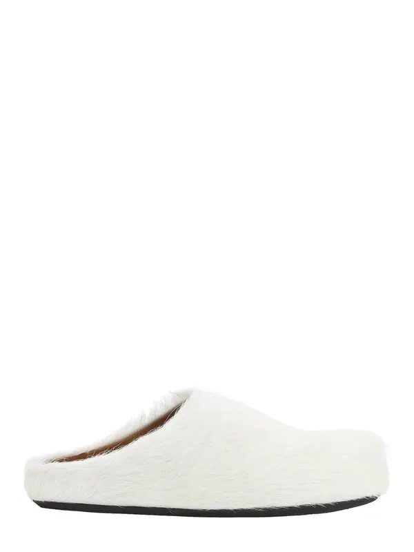 Marni Fussbett Mules In Calf Hair - White