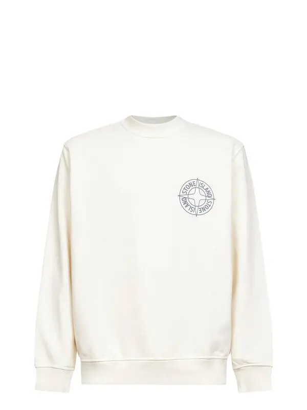 Stone Island Sweatshirt With Embossed Logo - Cream