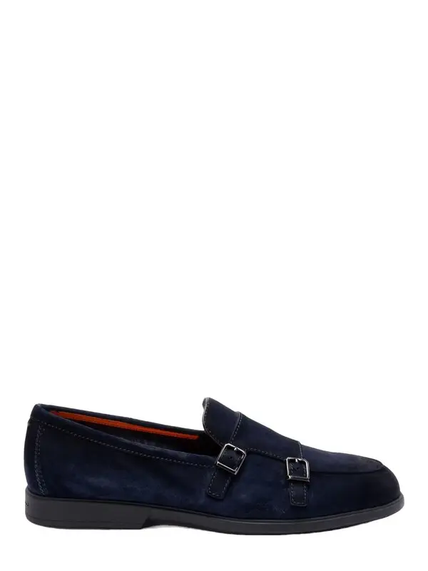 Santoni Double Monk Strap Loafers - Blue