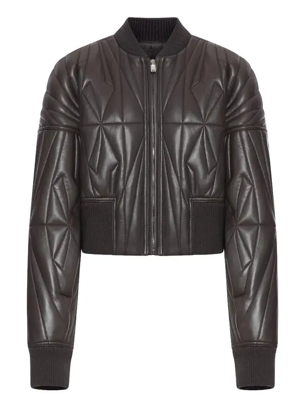 Moncler Geometric Quilted Leather Bomber Jacket - Multicolor