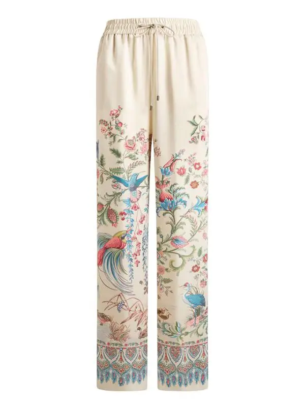Etro Wide-leg Trousers With Flora And Fauna Print - Multicolor