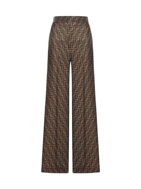 Fendi Ff Twill Trousers - Brown