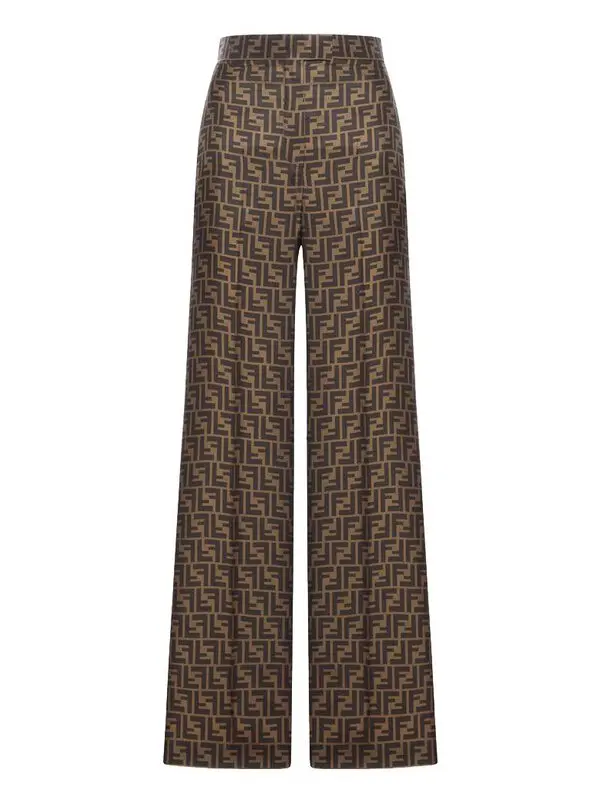 Fendi Ff Twill Trousers - Brown