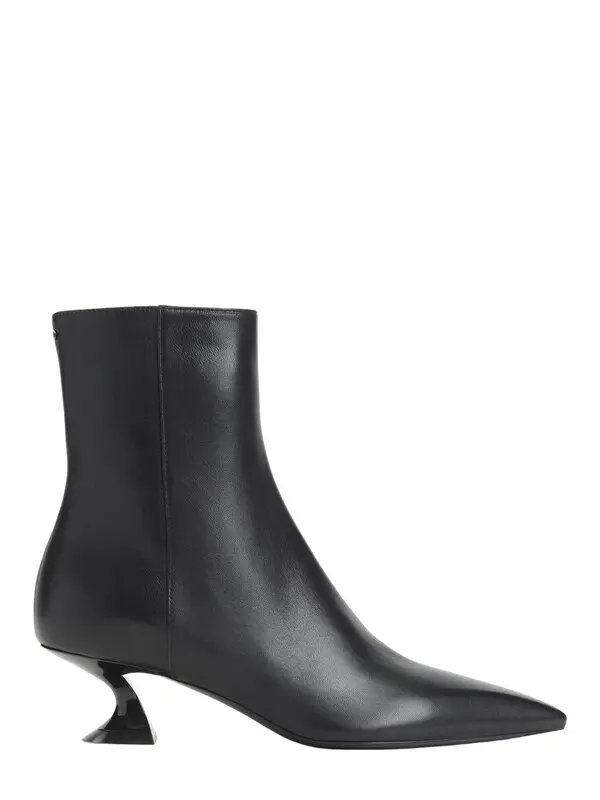 LANVIN Kitten Heel Pointed Toe Ankle Boots - Black
