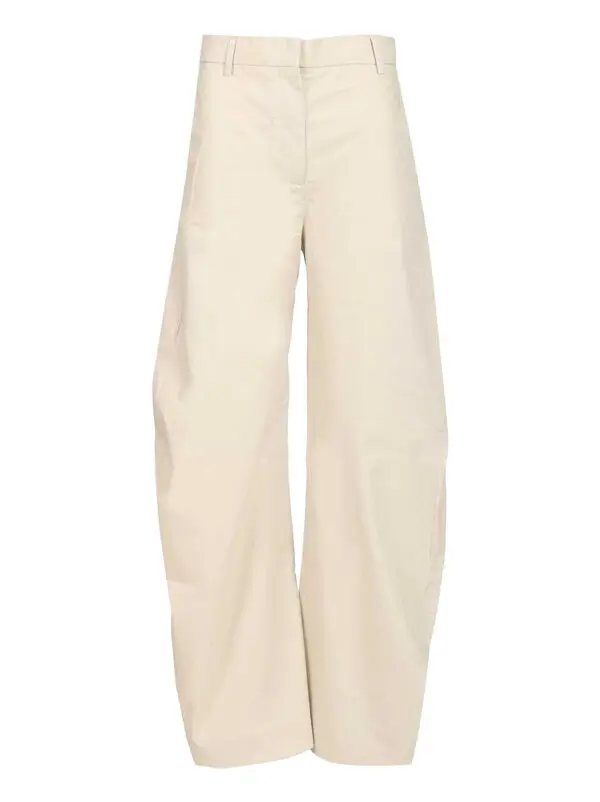 Acne Studios Coated Cotton Twill Trousers With Barrel Legs - Cream