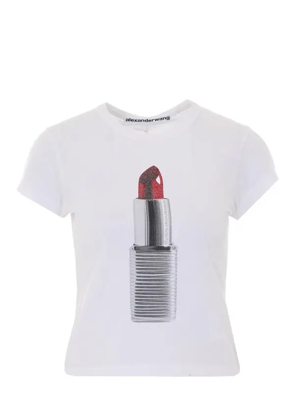 Alexander Wang Cotton Blend Lipstick Print T-shirt - White