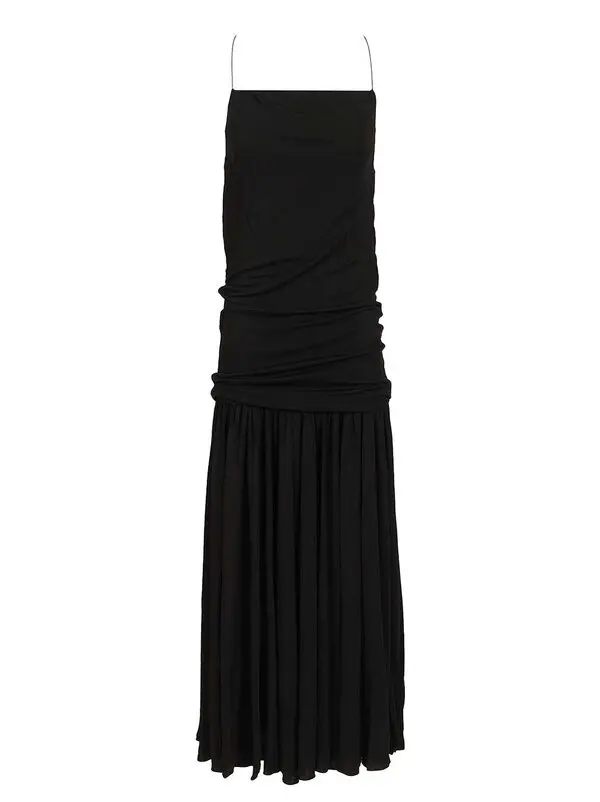 Jacquemus Abiha Gathered Jersey Midi Dress - Black