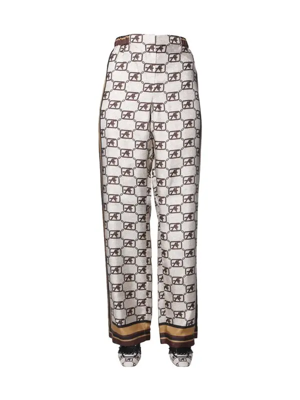 Alberta Ferretti Story Logo Pants - Cream