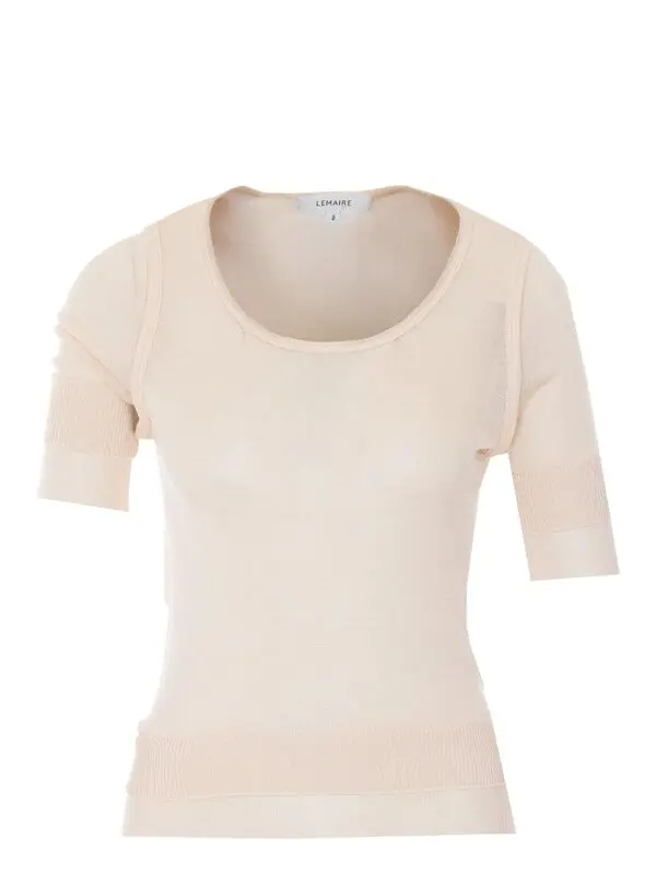 LEMAIRE Seamless Trompe L'oeil Short Sleeve Top - White