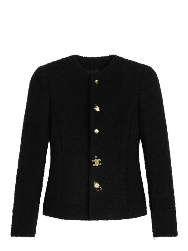 Celine Cashmere And Wool Jacket With Charm Buttons - Black