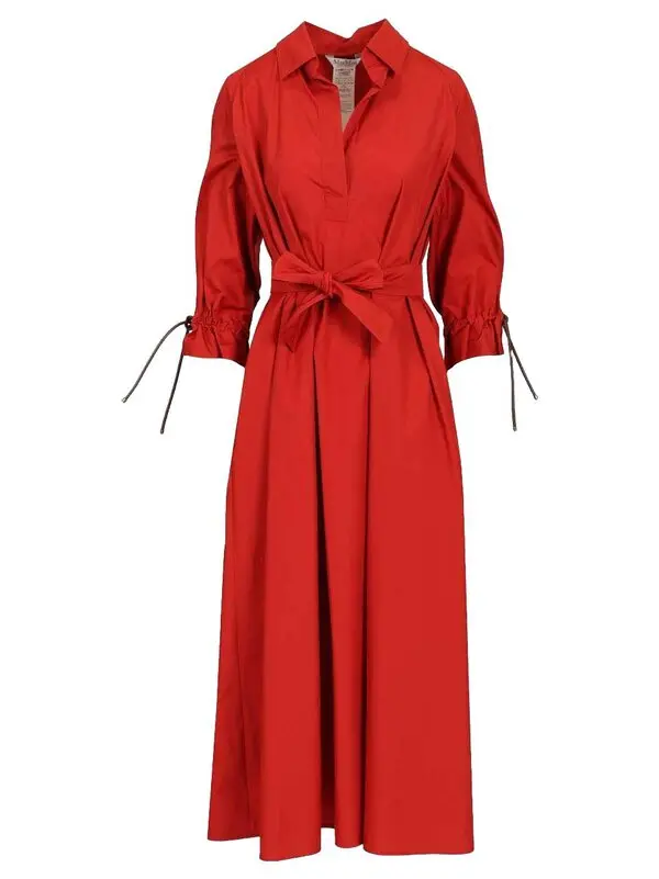 Max Mara Oversized Cotton Poplin Dress - Red