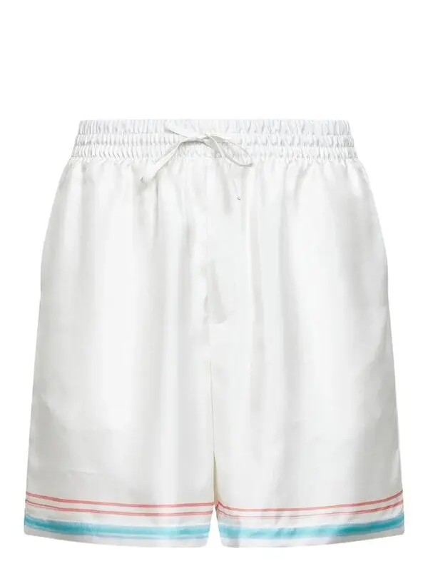 Casablanca Silk Track Shorts With Graphic Detail - White
