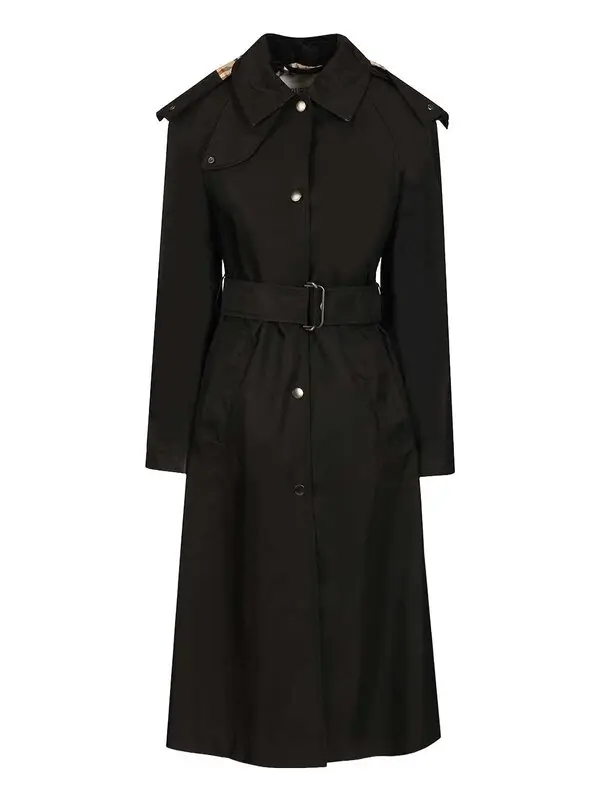 Burberry Long Hooded Waterproof Nylon Car Coat - Black
