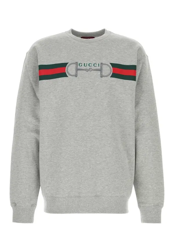Gucci Grey Cotton Sweatshirt With Logo Detail - Gray