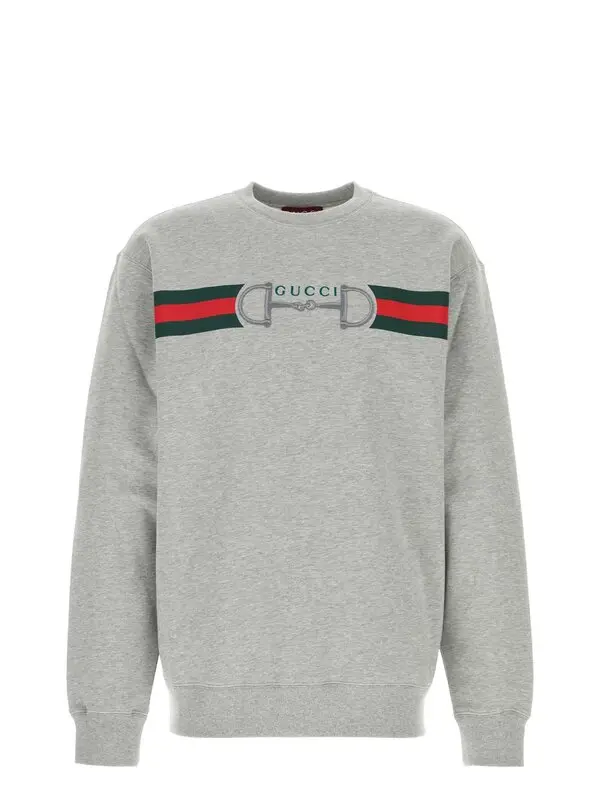 Gucci Grey Cotton Sweatshirt With Logo Detail - Gray