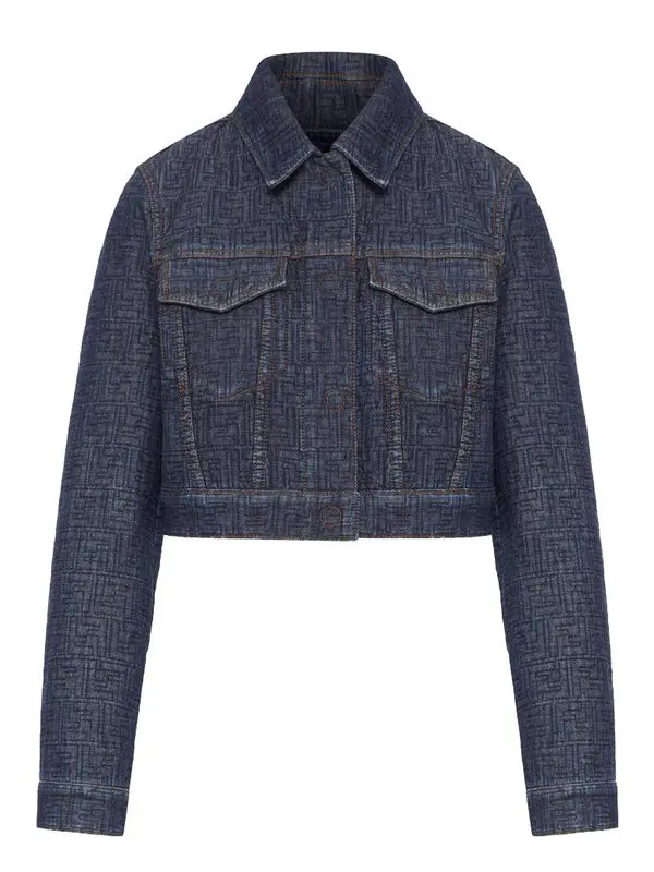 Fendi Ff Motif Quilted Denim Jacket - Blue