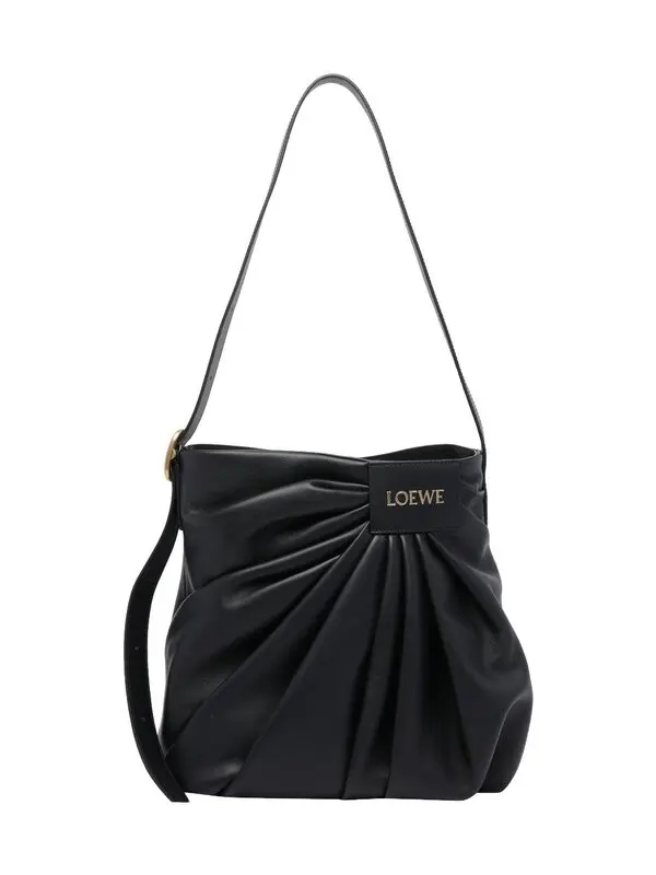Loewe Draped Tote Bag With Logo - Black