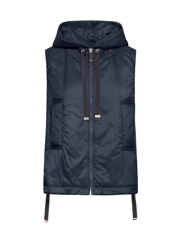 Max Mara Padded Vest With Hood In Waterproof Canvas - Multicolor