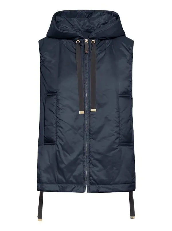 Max Mara Padded Vest With Hood In Waterproof Canvas - Multicolor