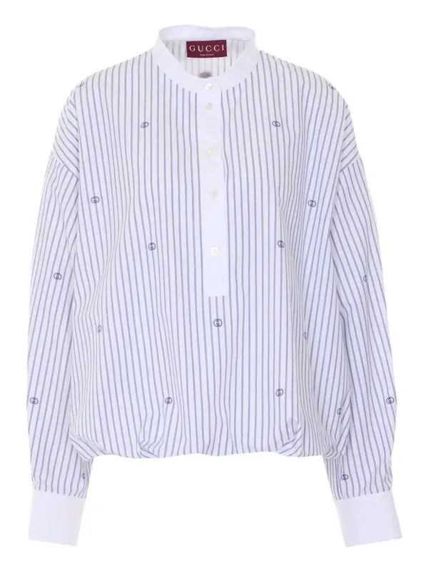 Gucci Incrocio Gg Pinstriped Shirt - Blue