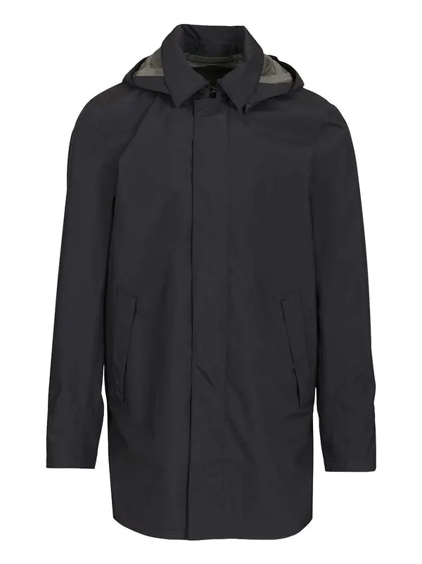 Herno Polyester Microfibre Hooded Raincoat - Blue