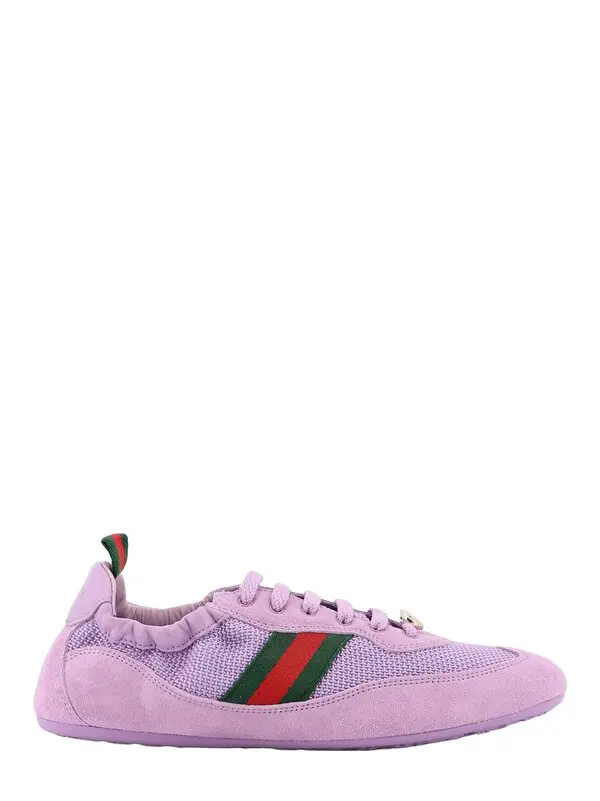 Gucci Mesh And Suede Sneakers With Web Detail - Gray