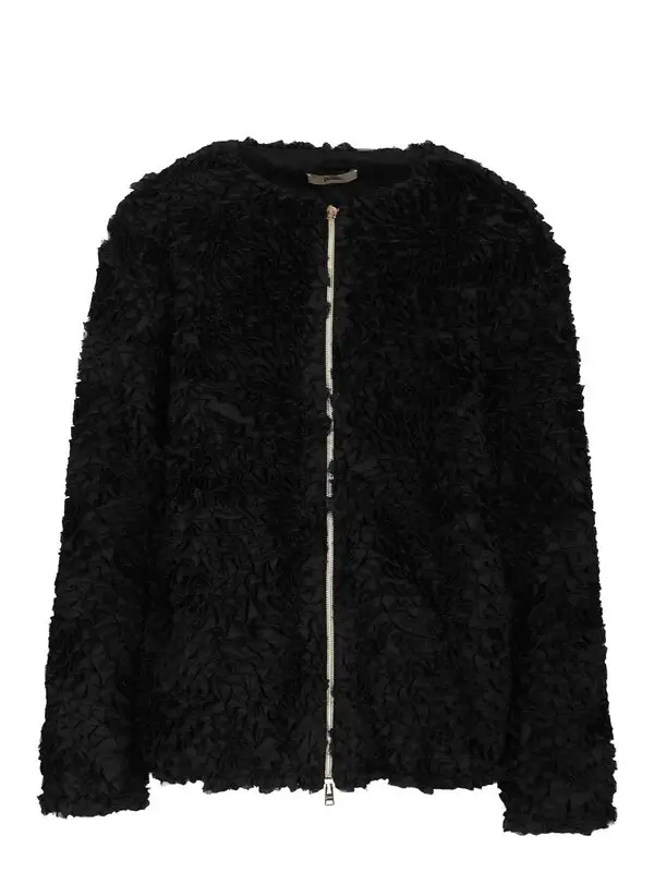 Herno Georgette Jacket With Ruffle Appliqu - Black
