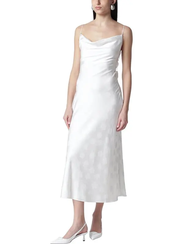 ROTATE BY BIRGER CHRISTENSEN Damask Midi Dress With Floral Appliques - White