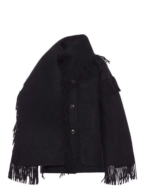TOTEME Bouclé Jacket With Fringed Scarf - Black