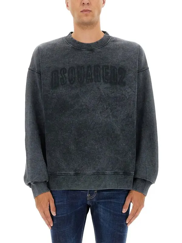 Dsquared2 Crewneck Sweatshirt With Embossed Logo - Gray