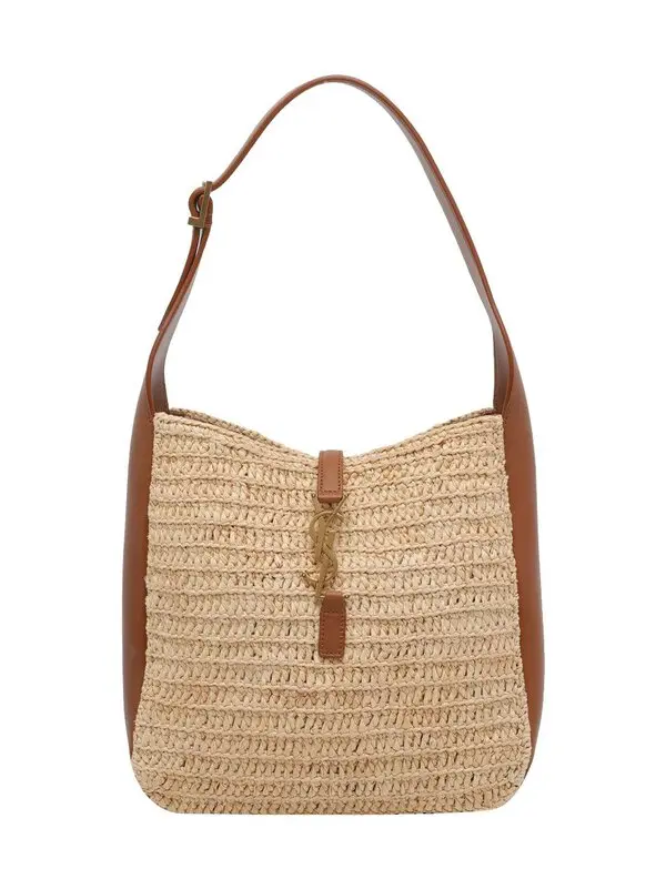 Saint Laurent Raffia Small Le 5 A 7 Shoulder Bag - Brown