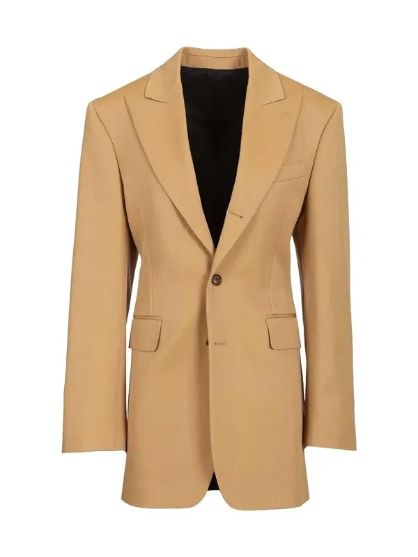 Celine Diagonal Wool Column Jacket - Cream