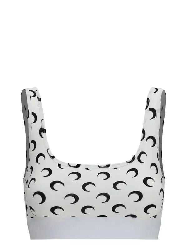 MARINE SERRE Moon Recycled Jersey Sports Bra - White