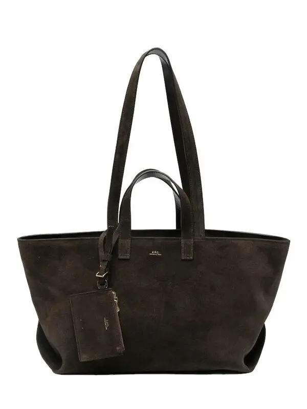 A.p.c. Calf Suede Tote Bag With Detachable Coin Purse - Brown