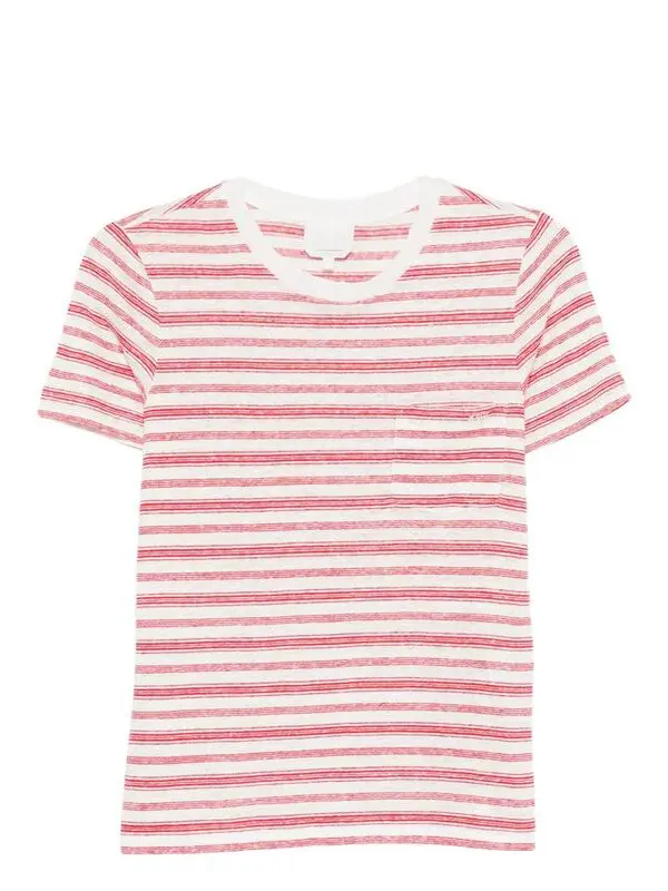 A.p.c. Striped Linen T-shirt With Chest Pocket - Red