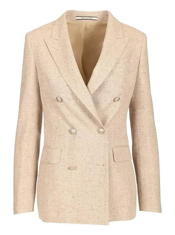 Tagliatore Double-breasted Peak Lapel Blazer - Cream