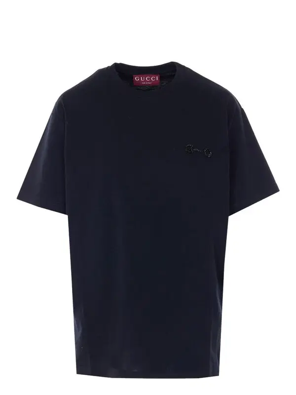 Gucci Embroidered Logo Cotton T-shirt - Black