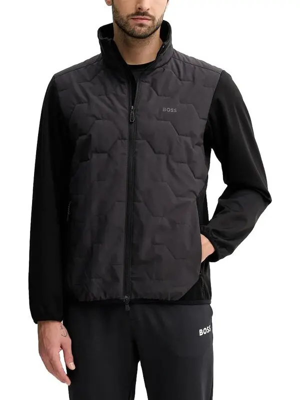 BOSS Quilted High Neck Long Sleeve Zip Fastening Jacket - Black