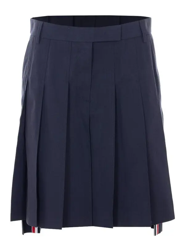 Thom Browne Pleated Cotton Skirt - Blue
