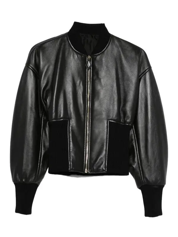 Alaïa Leather Jacket With Rib-knit Trims - Black