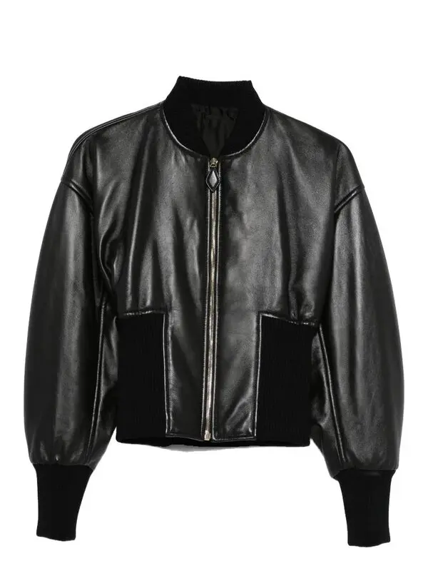 Alaïa Leather Jacket With Rib-knit Trims - Black