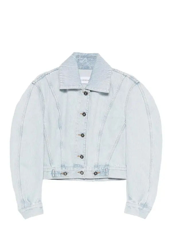 Givenchy Cropped Denim Jacket With Spread Collar - Blue