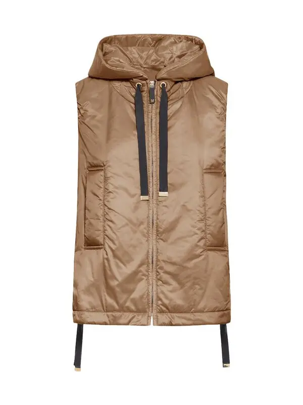 Max Mara Padded Vest With Hood In Waterproof Canvas - Multicolor